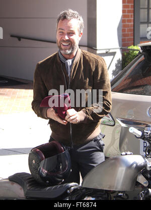 Canadian actor J. R. Bourne out on his motorbike in Beverly Hills ...