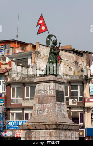 Nepal, Kathmandu. King Mahendra Statue, Durbar Marg Roundabout Stock ...