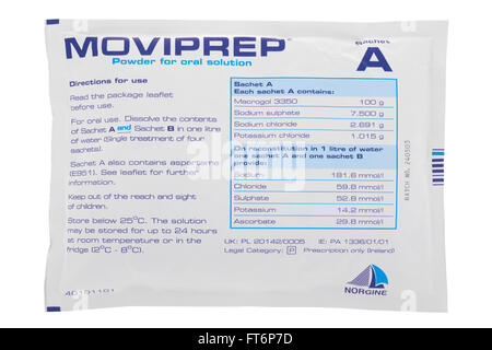 Packet of Moviprep sachet B on white background Stock Photo - Alamy