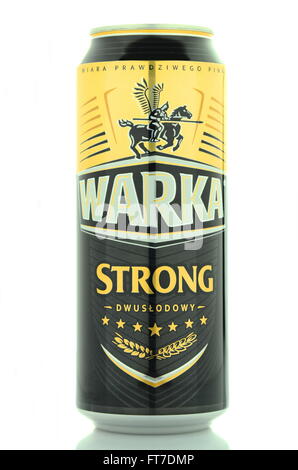 Warka strong beer isolated on white background Stock Photo - Alamy