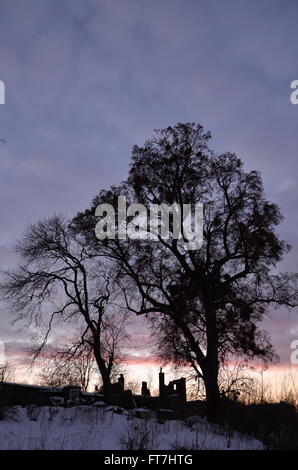 Picturesque dusk in the countryside in wintertime Stock Photo - Alamy