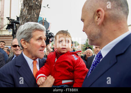 Albania Prime Minister Edi Rama with his partner Linda Rama arriving to ...
