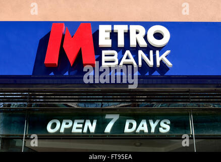 A high street branch of the Metro Bank / Metrobank bank. Two Rivers ...