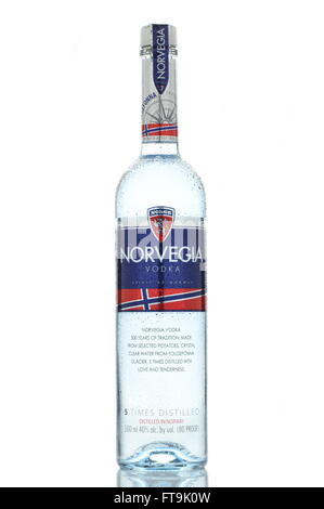 Norvegia premium vodka isolated on white background. Norvegia vodka is ...