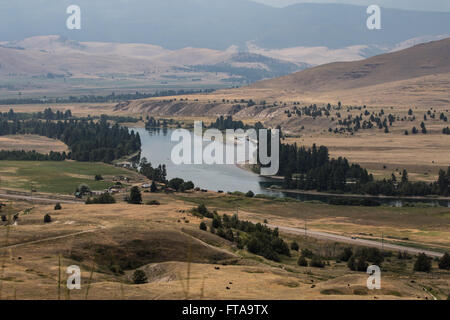Vied of the Flathead River from National Bison Range in Montana Stock ...