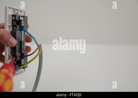 A plug and socket with the wires showing Stock Photo - Alamy
