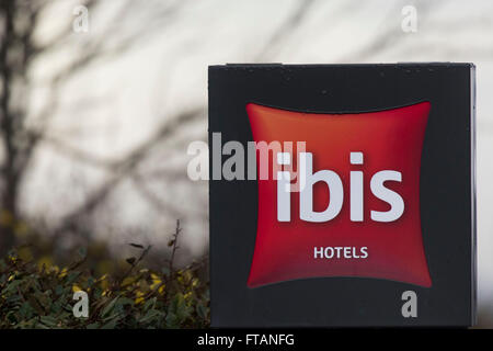 Ibis Budget Hotel logo sign in Kraków. French economy hotels chain ...