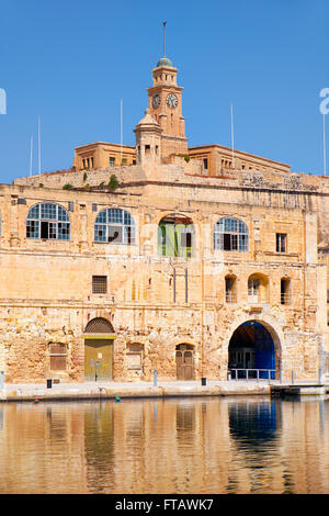 The old dock building at Bormla (Cospicua) waterfront. Malta Stock ...