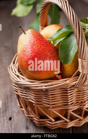 Green pears with leaves Stock Photo - Alamy