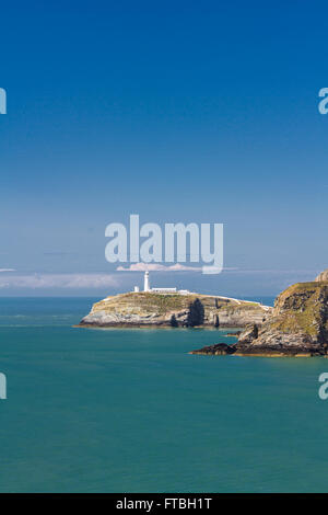 View of the lighthouse at South Stack at Anglesey, Wales from the ...
