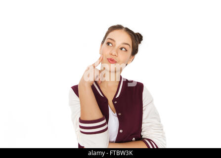 happy pretty teenage girl thinking Stock Photo - Alamy