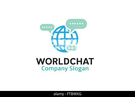 World chat vector logo design. Globe logo with bubble talk icon Stock ...