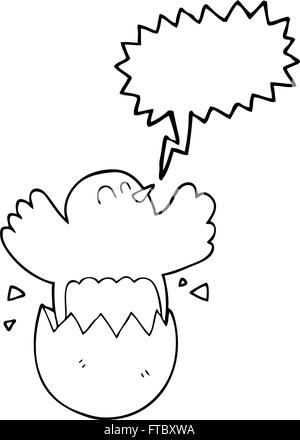 cartoon hatching chicken with speech bubble in comic book style Stock ...