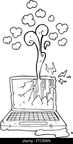 freehand drawn cartoon broken computer Stock Vector Image & Art - Alamy