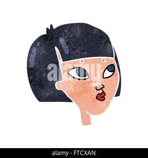 freehand retro cartoon female face Stock Vector Image & Art - Alamy