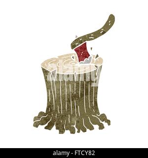 freehand retro cartoon axe in tree stump Stock Vector Image & Art - Alamy