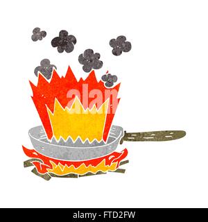 freehand retro cartoon frying pan on fire Stock Vector Image & Art - Alamy