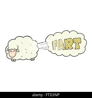 freehand retro cartoon farting sheep Stock Vector Image & Art - Alamy