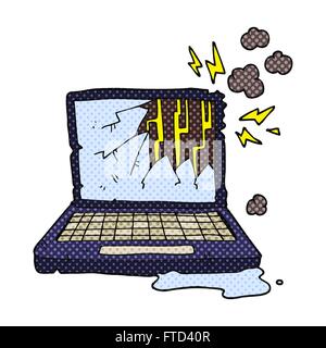 freehand drawn cartoon broken computer Stock Vector Image & Art - Alamy