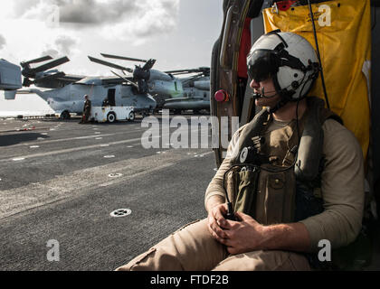 A crewman aboard the amphibious assault ship USS WASP (LHD-1), left ...