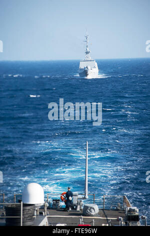 The French Navy frigate FS Surcouf (F711) follows the USS Stout (DDG 55 ...