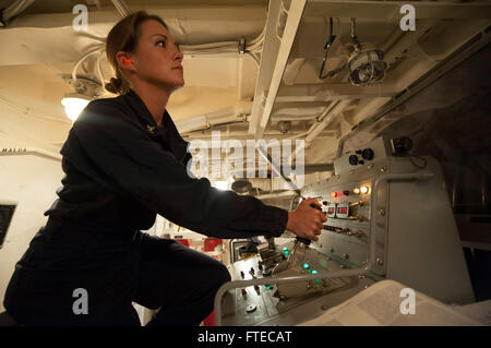 Sonar Technician 2nd Class Brooke Miller operates a Tactical Towed ...