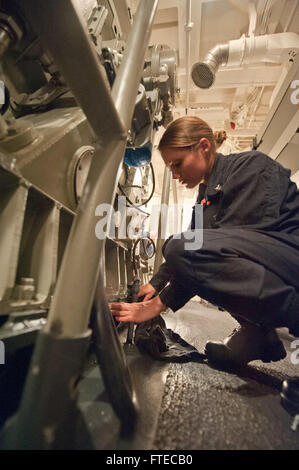 Sonar Technician 2nd Class Brooke Miller operates the Tactical Towed ...