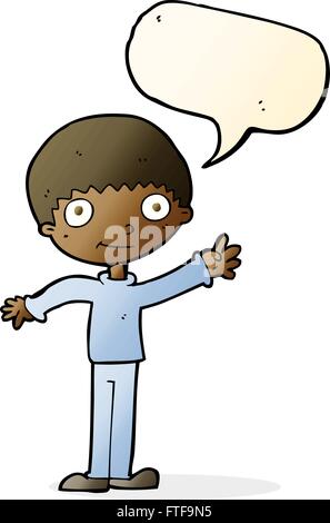 cartoon happy waving boy with speech bubble Stock Vector Image & Art ...