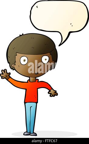 cartoon waving boy with speech bubble Stock Vector Image & Art - Alamy
