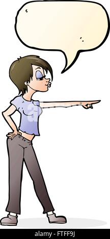cartoon hip woman pointing with speech bubble Stock Vector Image & Art ...