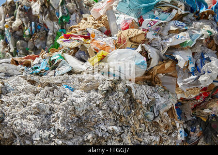 Compacted recyclable plastic waste at a recycling plant Stock Photo - Alamy