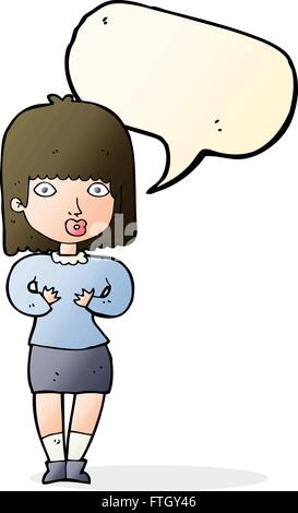 cartoon amazed woman with speech bubble Stock Vector Image & Art - Alamy