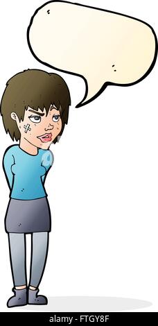 cartoon woman with plaster on face with thought bubble Stock Vector ...