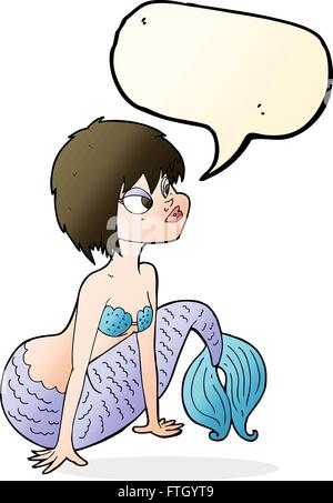 cartoon mermaid with speech bubble Stock Vector Image & Art - Alamy