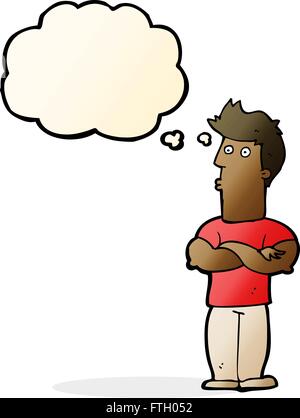 cartoon man with folded arms with thought bubble Stock Vector Image ...