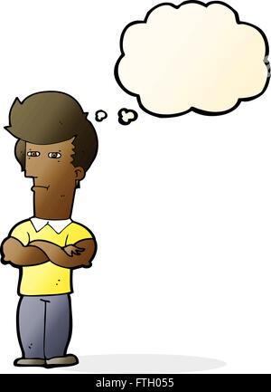 cartoon man with folded arms with thought bubble Stock Vector Image ...