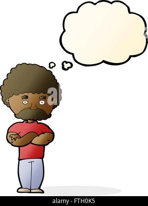 cartoon man with folded arms with thought bubble Stock Vector Image ...