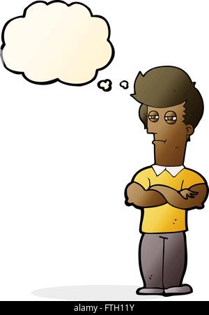 cartoon man with crossed arms with thought bubble Stock Vector Image ...