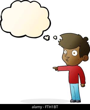 cartoon pointing boy with thought bubble Stock Vector Image & Art - Alamy