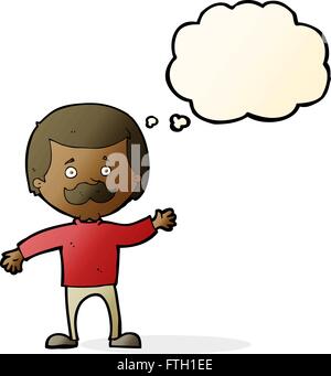 cartoon man with mustache waving with thought bubble Stock Vector Image ...