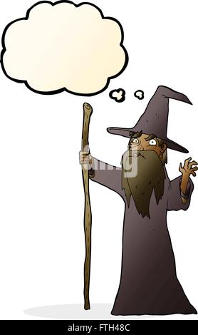 cartoon spooky wizard with thought bubble Stock Vector Image & Art - Alamy