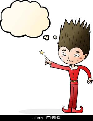 cartoon magic christmas elf with thought bubble Stock Vector Image ...