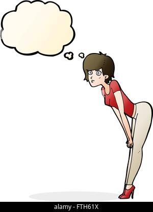 cartoon woman looking at something with thought bubble Stock Vector ...