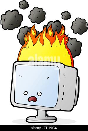 cartoon burning computer screen Stock Vector Image & Art - Alamy