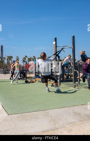 Gym on the beach at barceloneta, barcelona, spain Stock Photo ...