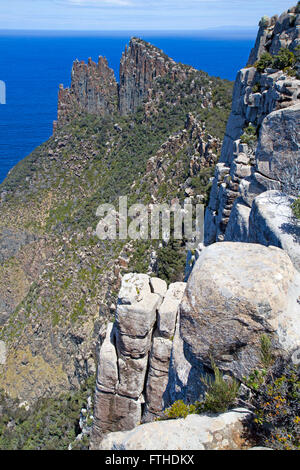 Australia, Tasmania. Dolerite columns Cape Hauy track Three Capes Track ...
