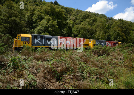 REEFTON, NEW ZEALAND, DECEMBER 21, 2015: A Kiwi Rail DX class ...