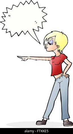 cartoon hip woman pointing with speech bubble Stock Vector Image & Art ...
