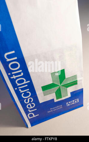 NHS pharmacy prescription paper bag with foil tablet packets/blister ...