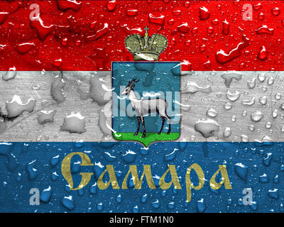 Flag of Samara with rain drops Stock Photo - Alamy